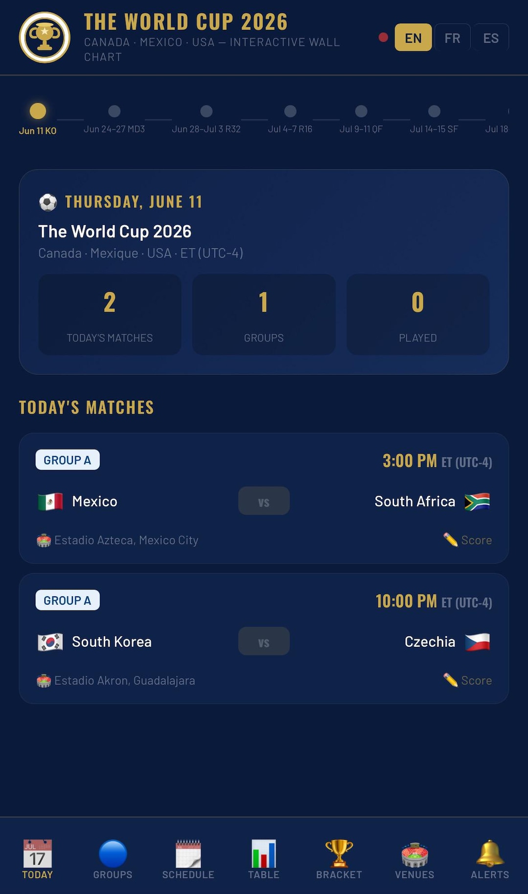 World Cup 2026 Interactive Wall Chart App – Schedule, Bracket ...