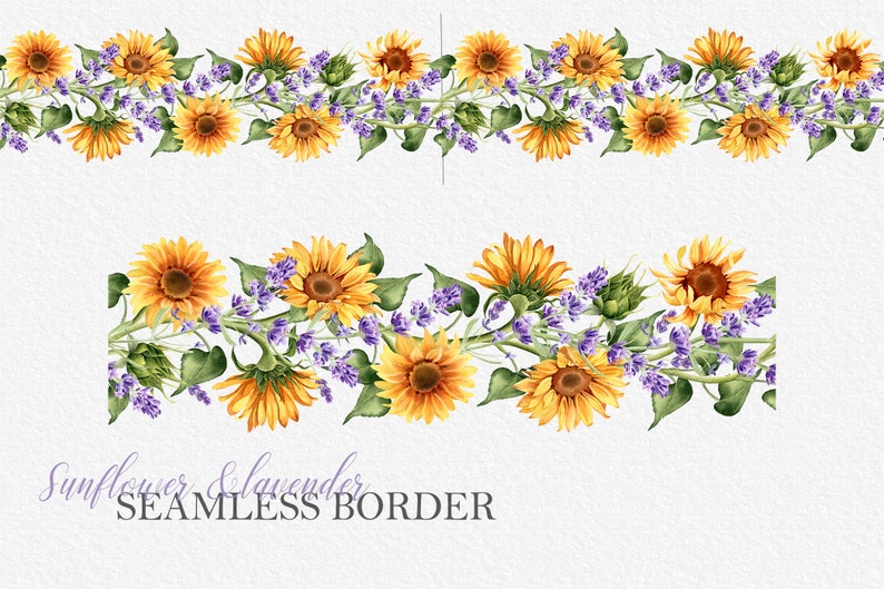 Sunflower, Lavender, Eucalyptus Flowers Clipart. Rustic Floral Bouquet ...