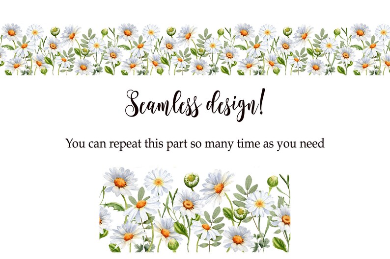 Daisy Flower Border Clipart PNG. Floral Garland, Seamless Design ...