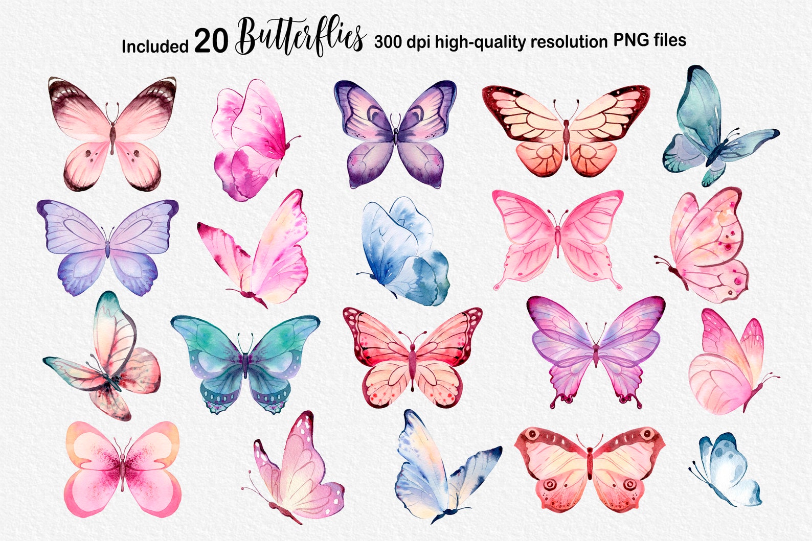 Watercolor Butterfly Clipart, Pink Butterflies PNG, Purple, Blue ...
