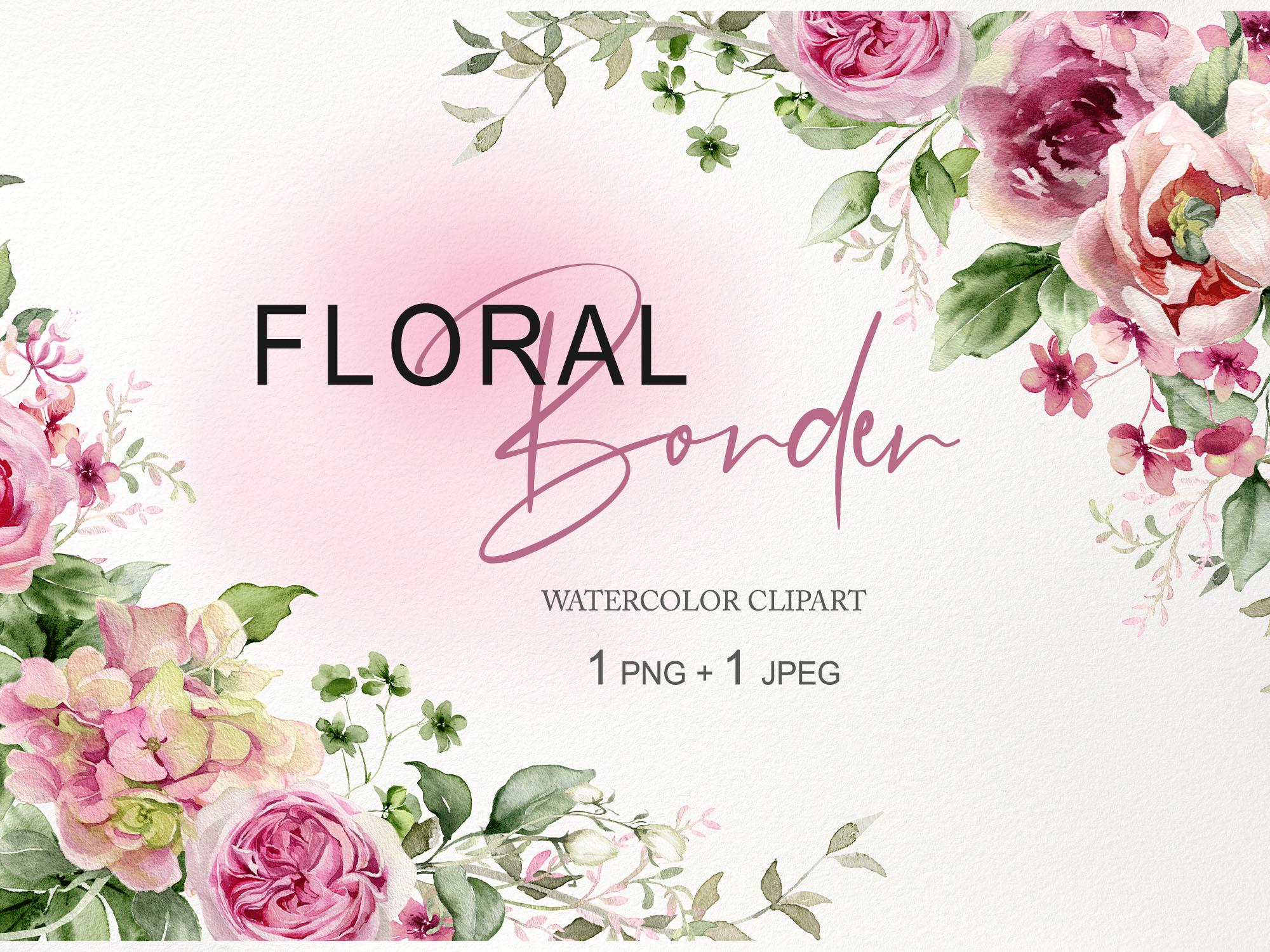 Pink Rose Floral Corner Border Clipart. Peony Flower Frame PNG ...