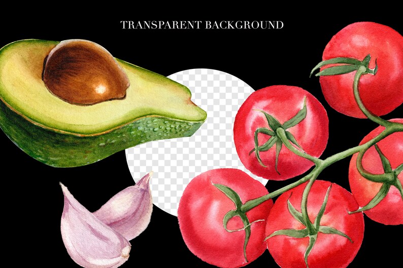 Watercolor Vegetable Clipart. Healthy Food Vegan PNG. Broccoli Tomato ...
