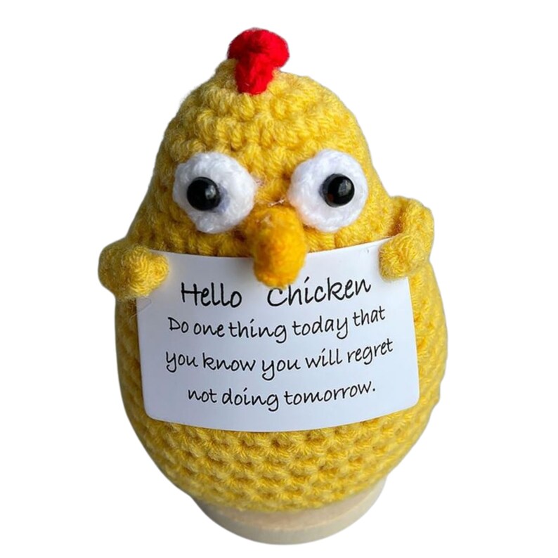Positive Hello Chicken Handmade Crochet Doll Figurine, Unique Gift ...