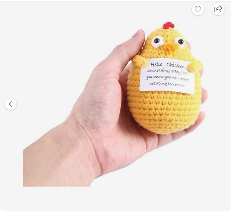 Positive Hello Chicken Handmade Crochet Doll Figurine, Unique Gift ...