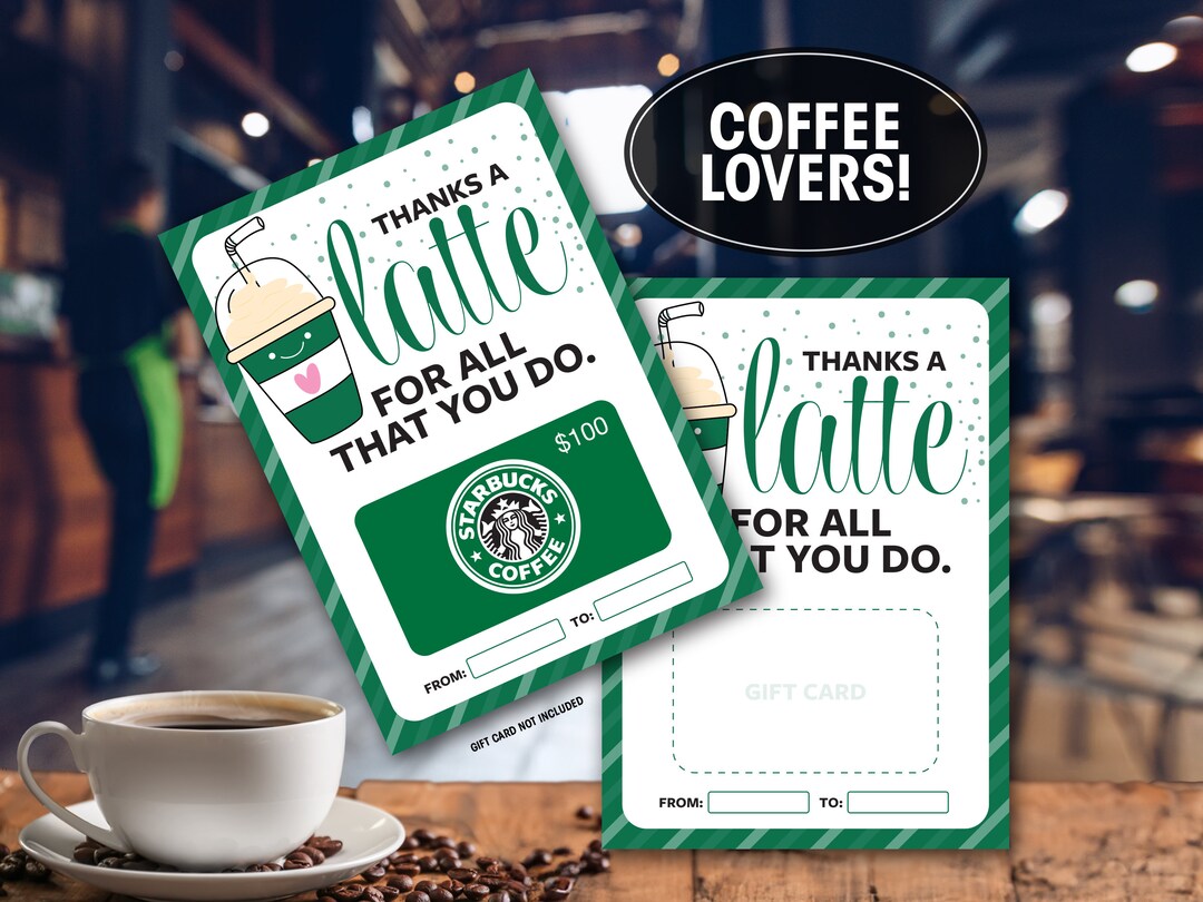 Gift Card Holder, Starbucks, Thank You, Latte, Instant Download ...