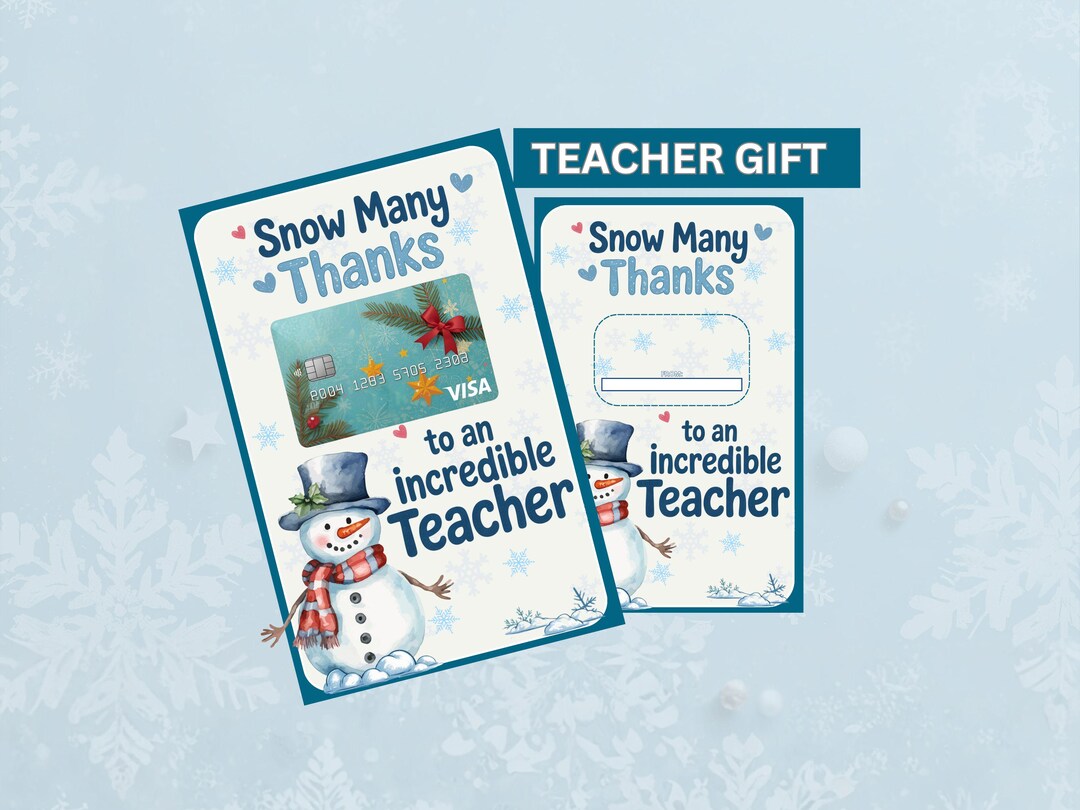 Teacher Christmas Gift Card Holder | Snowman Gift Card Insert | Snow ...