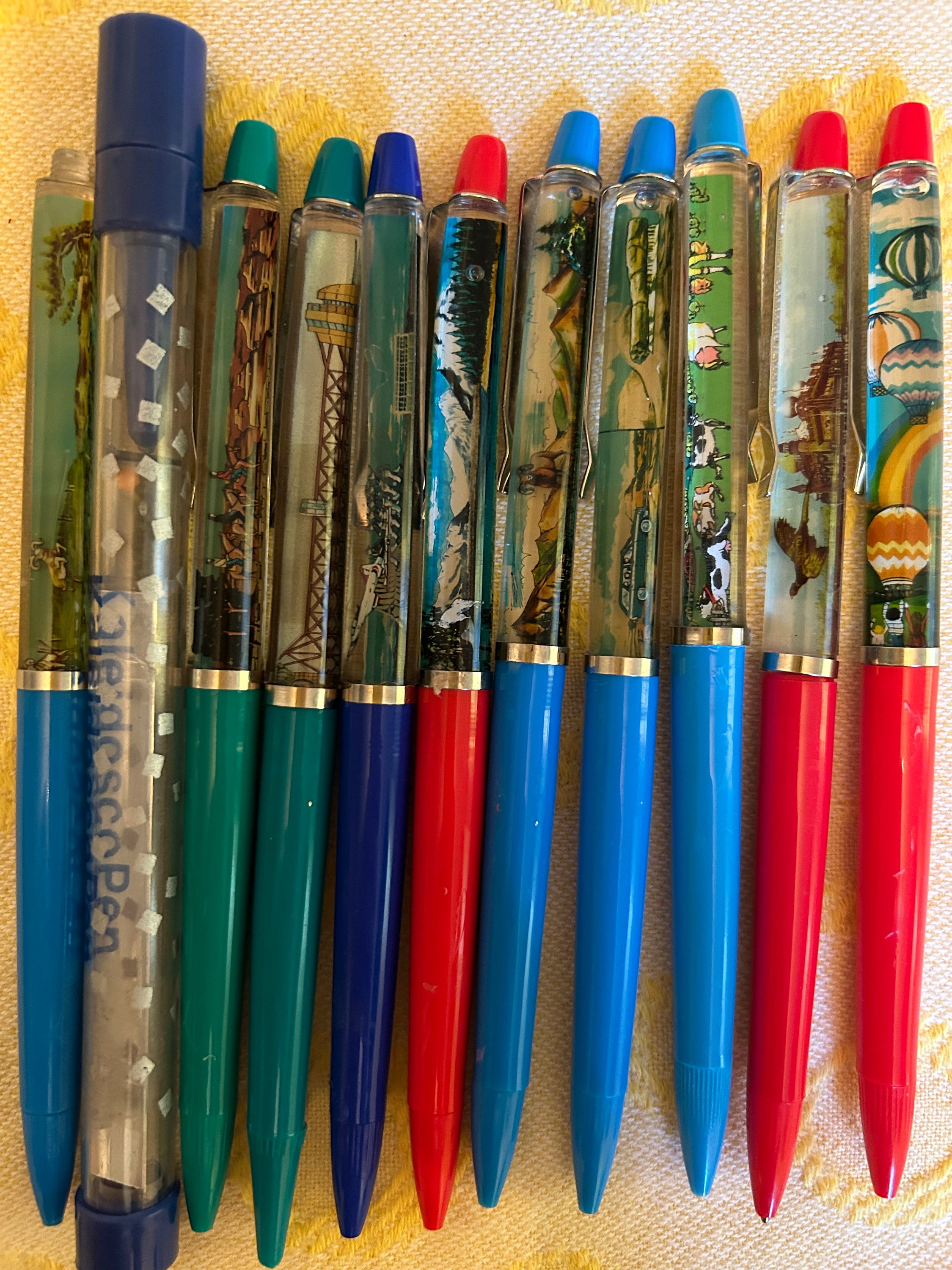 10 Vintage Floaty Pens and 1 Kaleidescope Pen. Sold in 1 Lot - Etsy