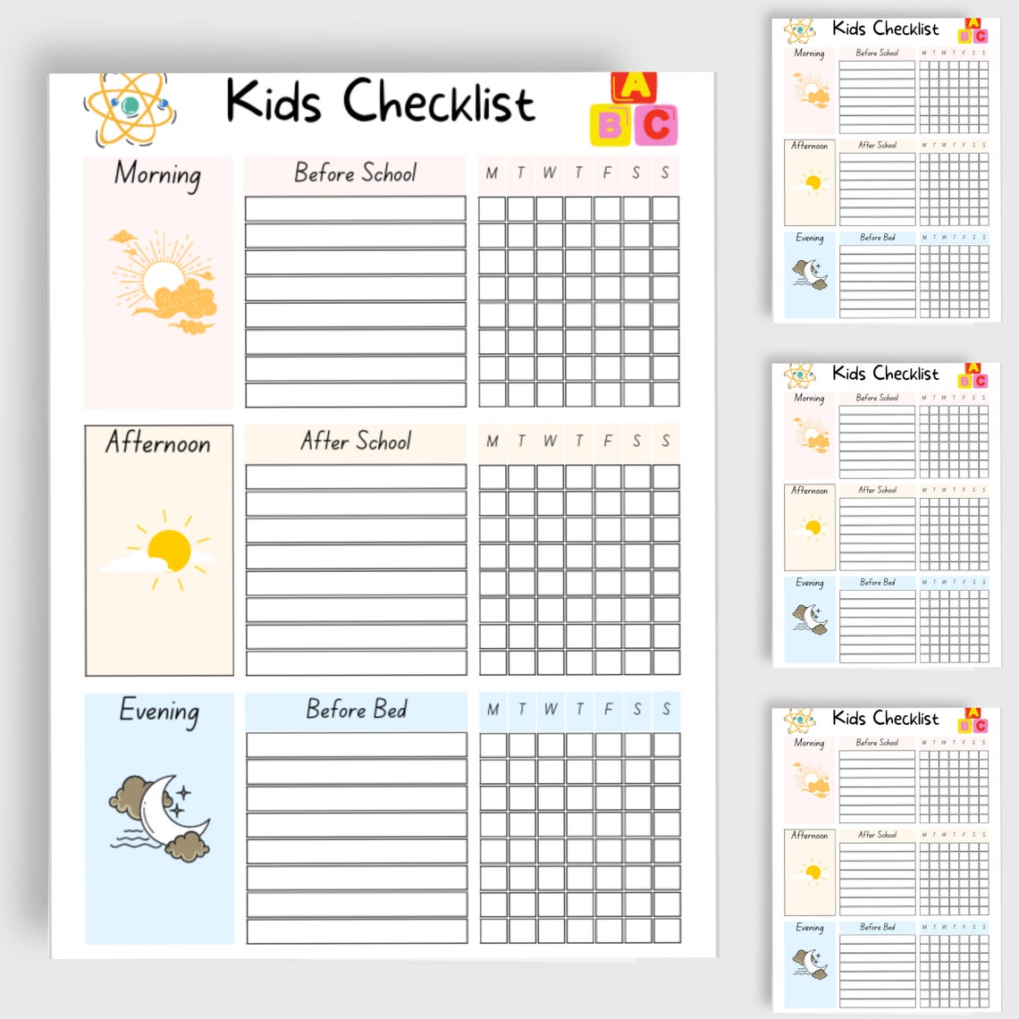 Kids Daily Checklist: Editable Chore Chart (digital Download) - Etsy