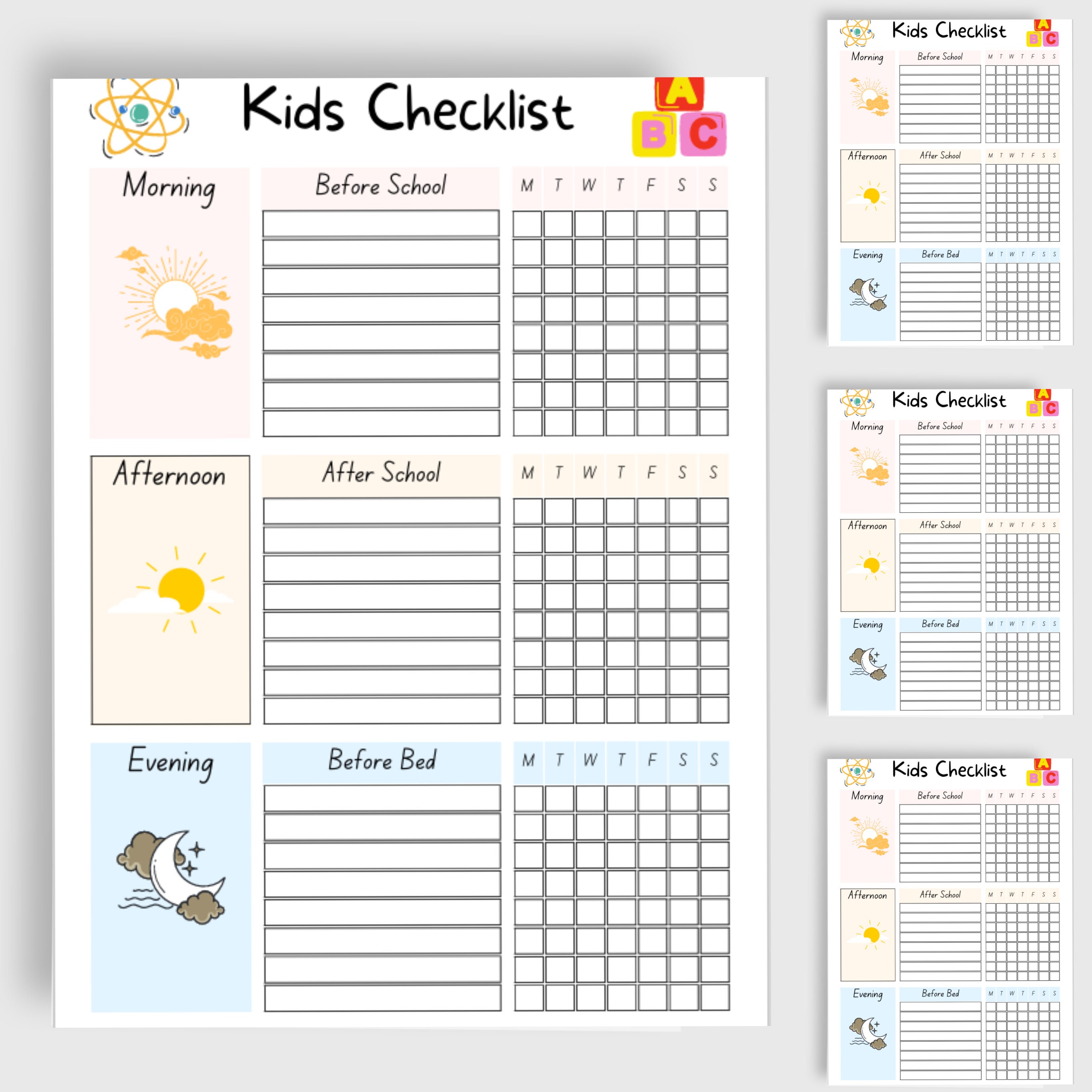 Kids Daily Checklist: Editable Chore Chart (digital Download) - Etsy