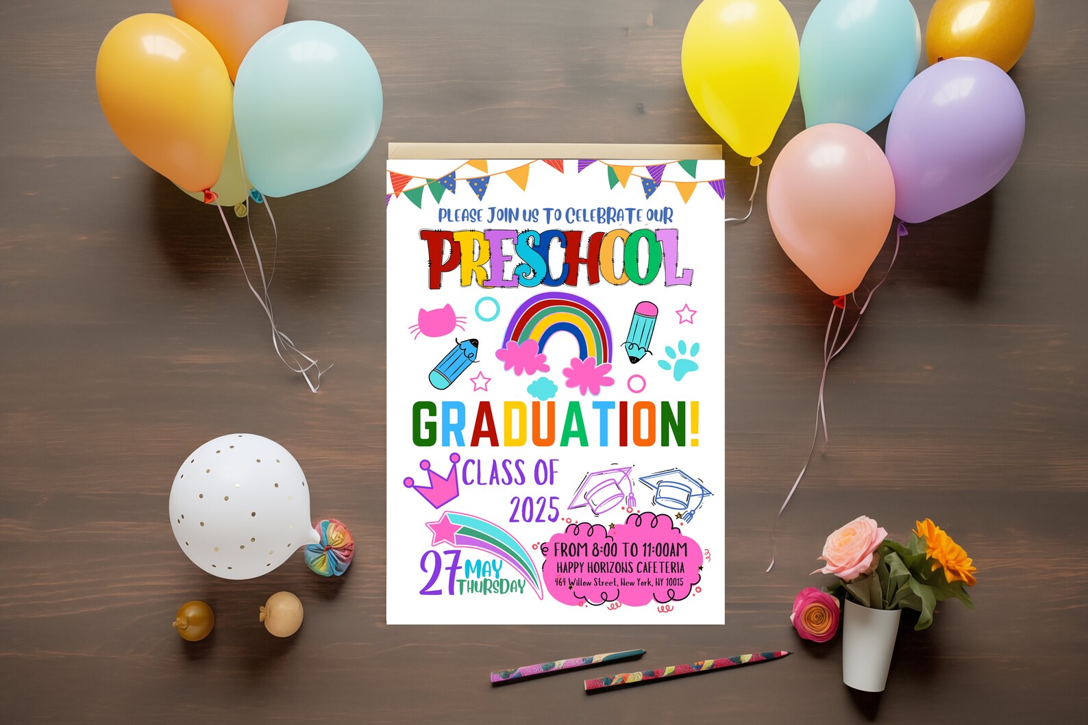 Editable Preschool Graduation Invitation Template - Etsy