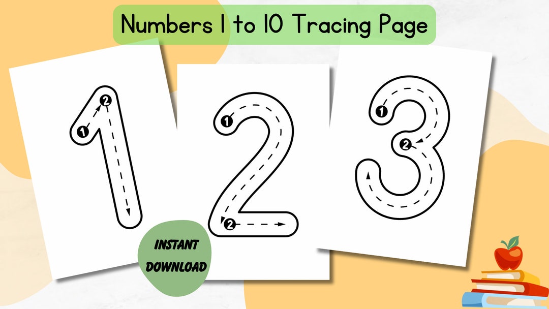 Numbers 1 to 10 Tracing Counting Children Handwriting Practice Toddler ...