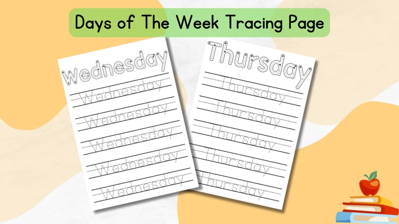 Days of the Week Tracing Sheet Children Handwriting Practice Toddler ...