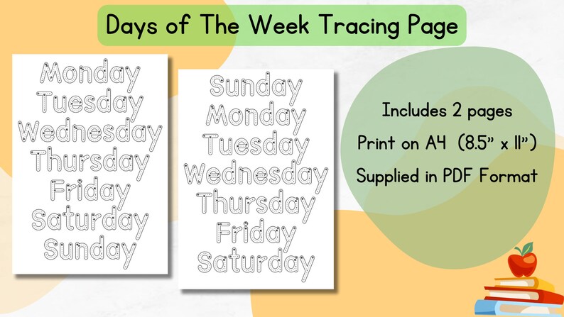 Days of the Week Tracing Counting Children Handwriting Practice Toddler ...