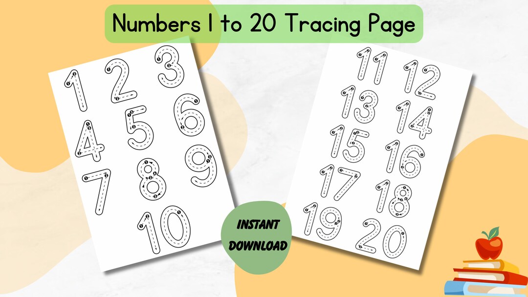Numbers 1 to 20 Tracing Counting Children Handwriting Practice Toddler ...
