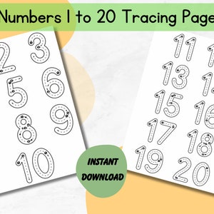 Numbers 1 to 20 Tracing Counting Children Handwriting Practice Toddler ...