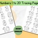 Numbers 1 to 20 Tracing Counting Children Handwriting Practice Toddler ...