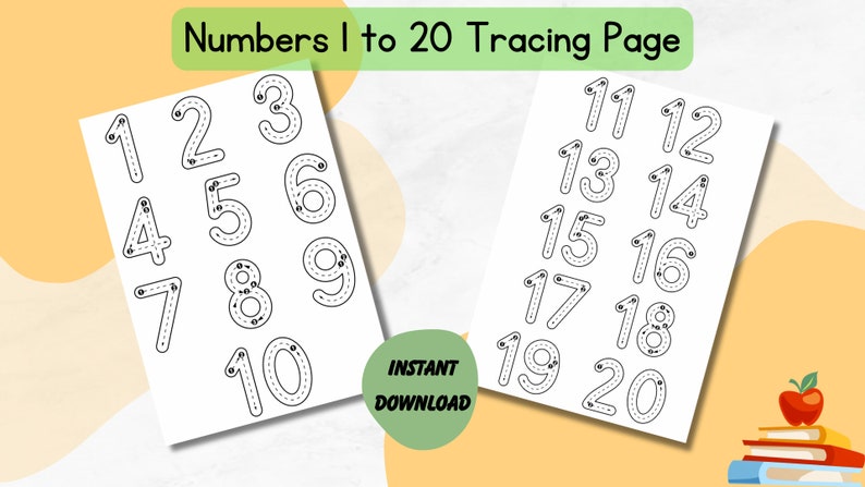 Numbers 1 to 20 Tracing Counting Children Handwriting Practice Toddler ...