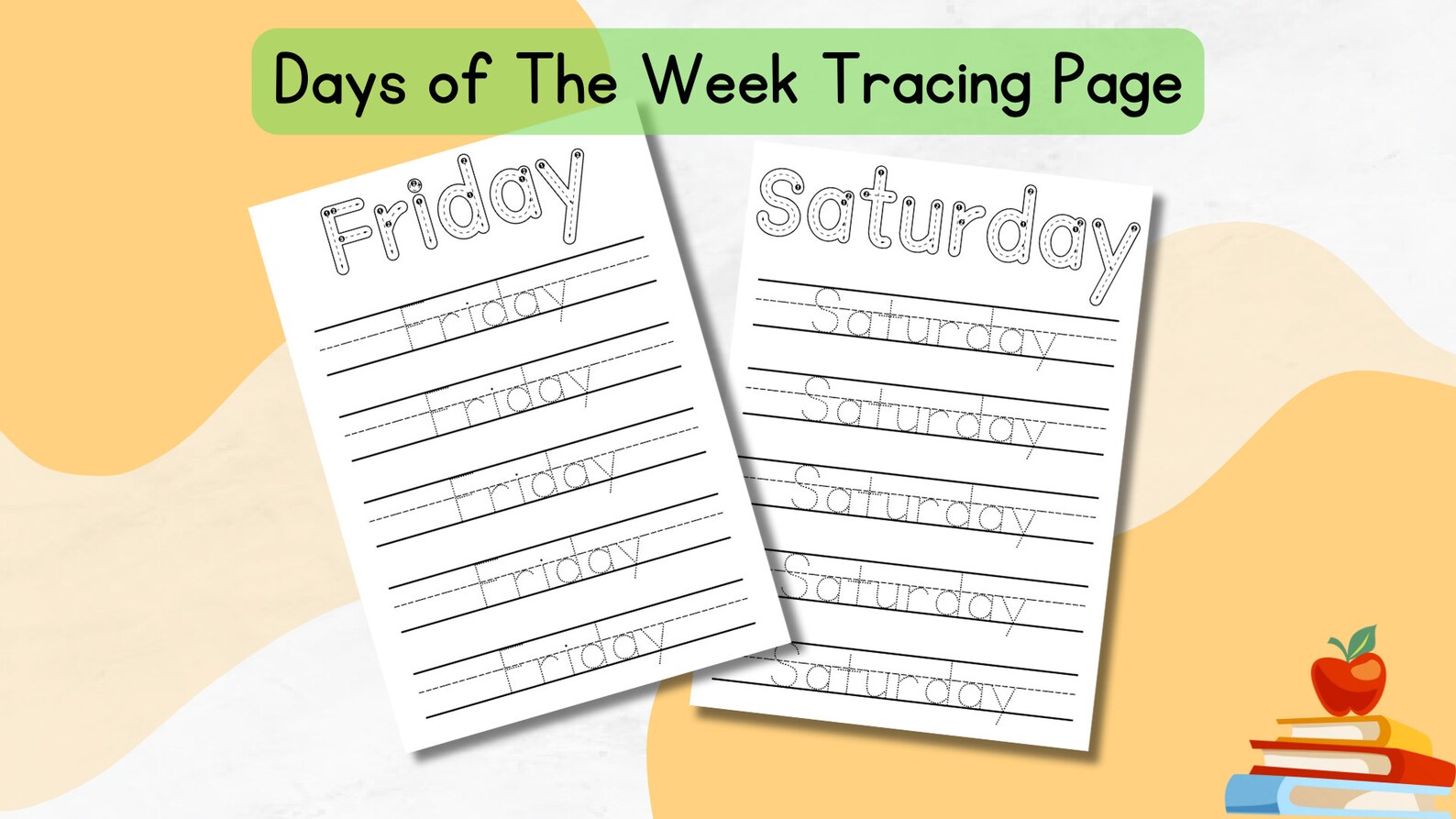 Days of the Week Tracing Sheet Children Handwriting Practice Toddler ...