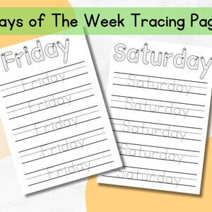 Days of the Week Tracing Sheet Children Handwriting Practice Toddler ...