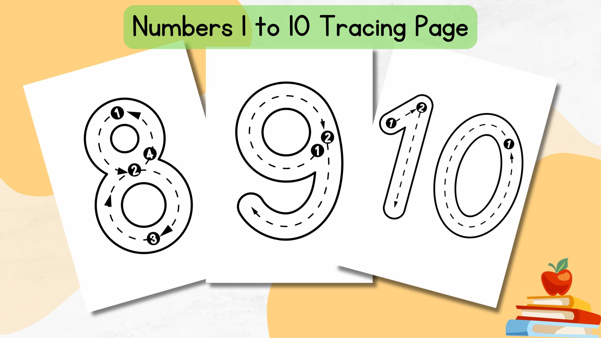 Numbers 1 to 10 Tracing Counting Children Handwriting Practice Toddler ...