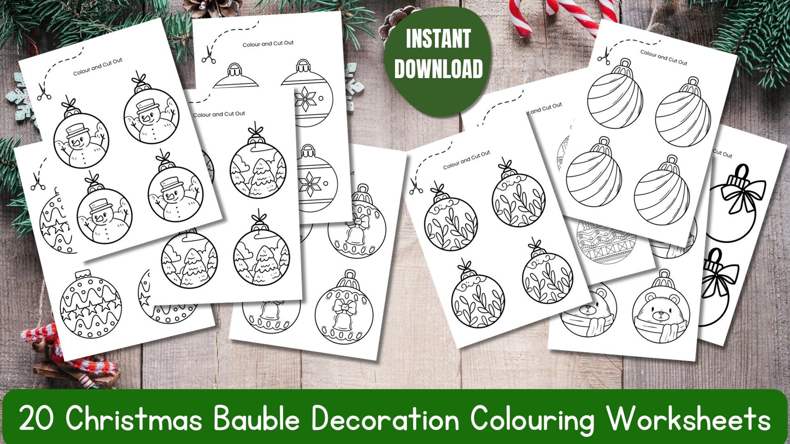 Christmas Printable Decorations Baubles, Christmas Colouring, Christmas ...