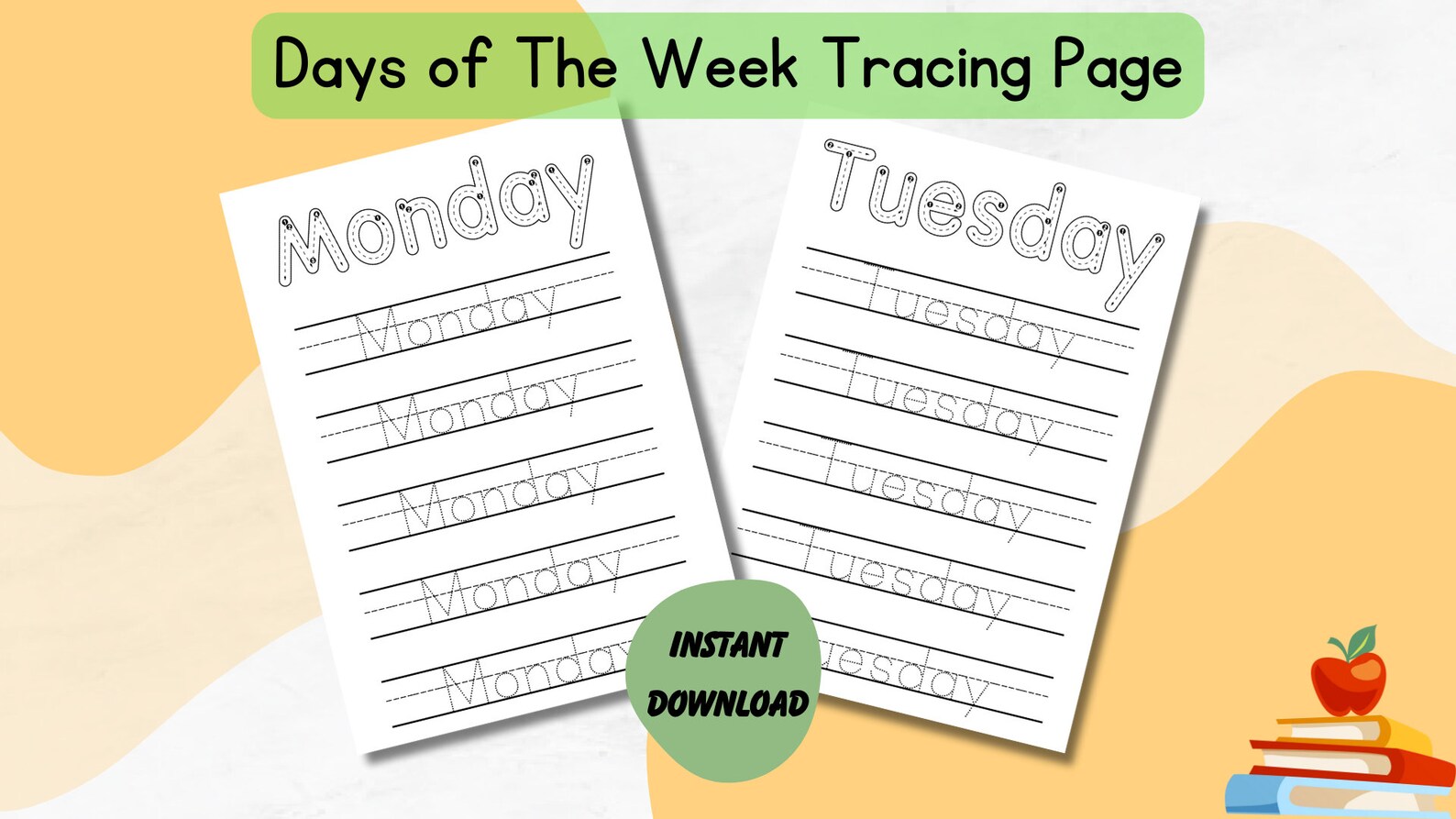 Days of the Week Tracing Sheet Children Handwriting Practice Toddler ...