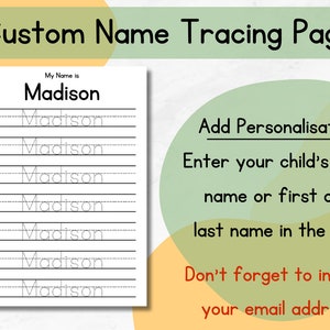 Custom Name Tracing Sheet Handwriting Practice Personalised Name Trace ...