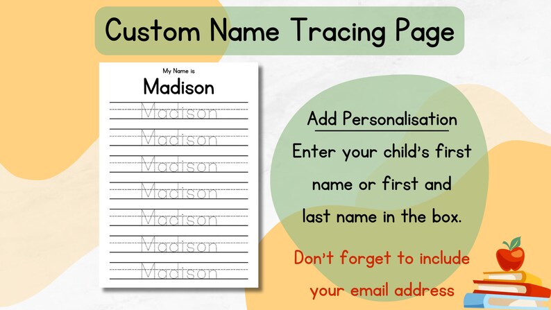 Custom Name Tracing Sheet Handwriting Practice Personalised Name Trace ...