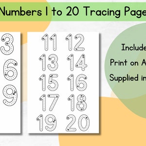 Numbers 1 to 20 Tracing Counting Children Handwriting Practice Toddler ...