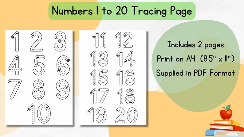 Numbers 1 to 20 Tracing Counting Children Handwriting Practice Toddler ...