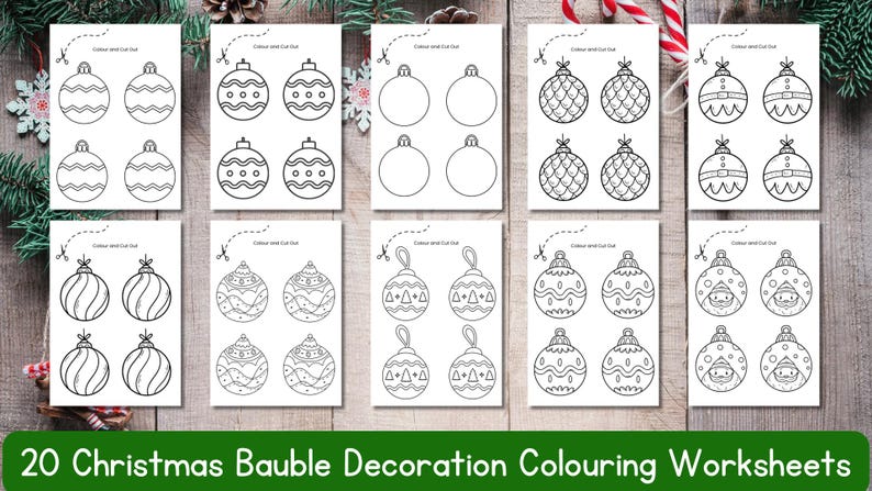 Christmas Printable Decorations Baubles, Christmas Colouring, Christmas ...