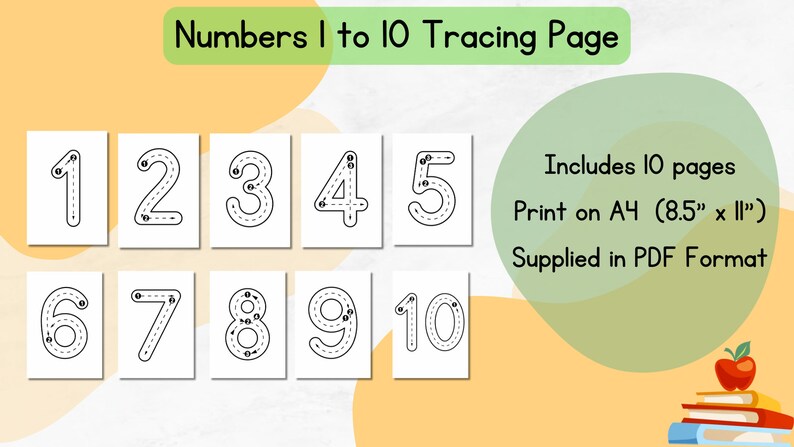 Numbers 1 to 10 Tracing Counting Children Handwriting Practice Toddler ...
