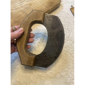 Vintage Rustic Wood & Metal Handle Herb Chopper Dough Knife Henry ...