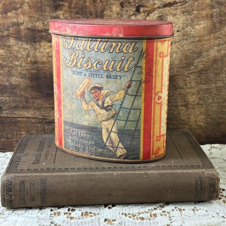 Vintage Nabisco Saltina Biscuit Tin Canister With Interseal Logo - Etsy