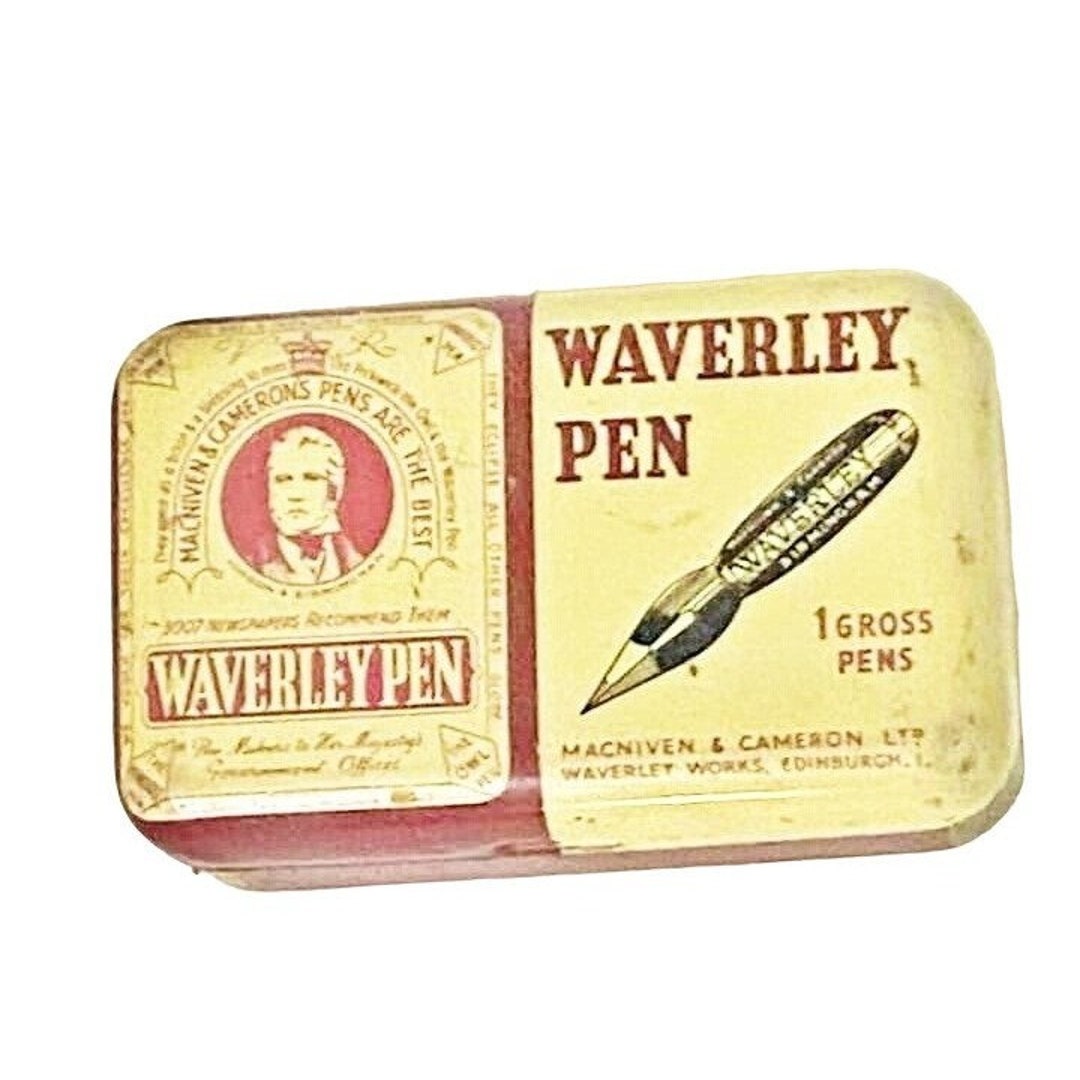 Antique Waverly Pen Nibs Tin Red and Cream Metal Box Dip Pen Tips ...