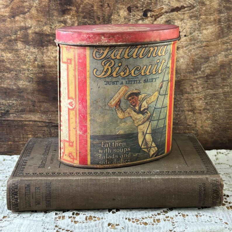 Vintage Nabisco Saltina Biscuit Tin Canister With Interseal Logo - Etsy