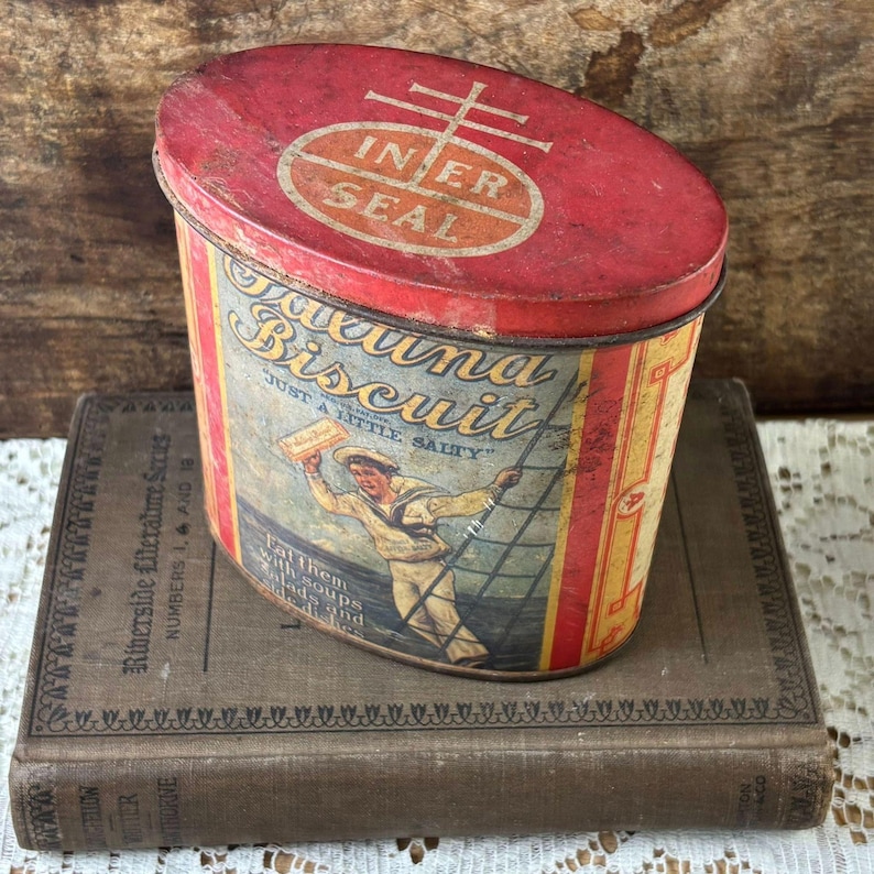 Vintage Nabisco Saltina Biscuit Tin Canister With Interseal Logo - Etsy