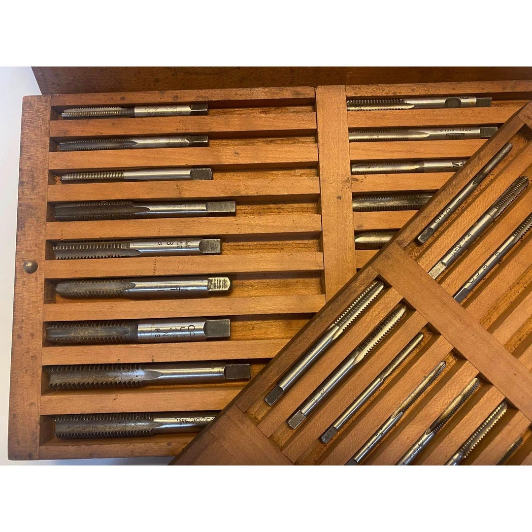 Vintage Greenfield Besly 55 Piece Tap Set in Wooden Box - Etsy