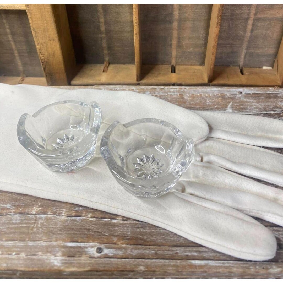 2 Antique Heissey Salt Cellar Dip Bucket Clear Pressed Glass Star ...