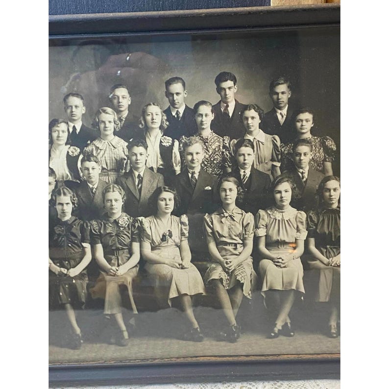 Vintage 1930s Black & White Class Photo in Antique Wood Frame Academia ...