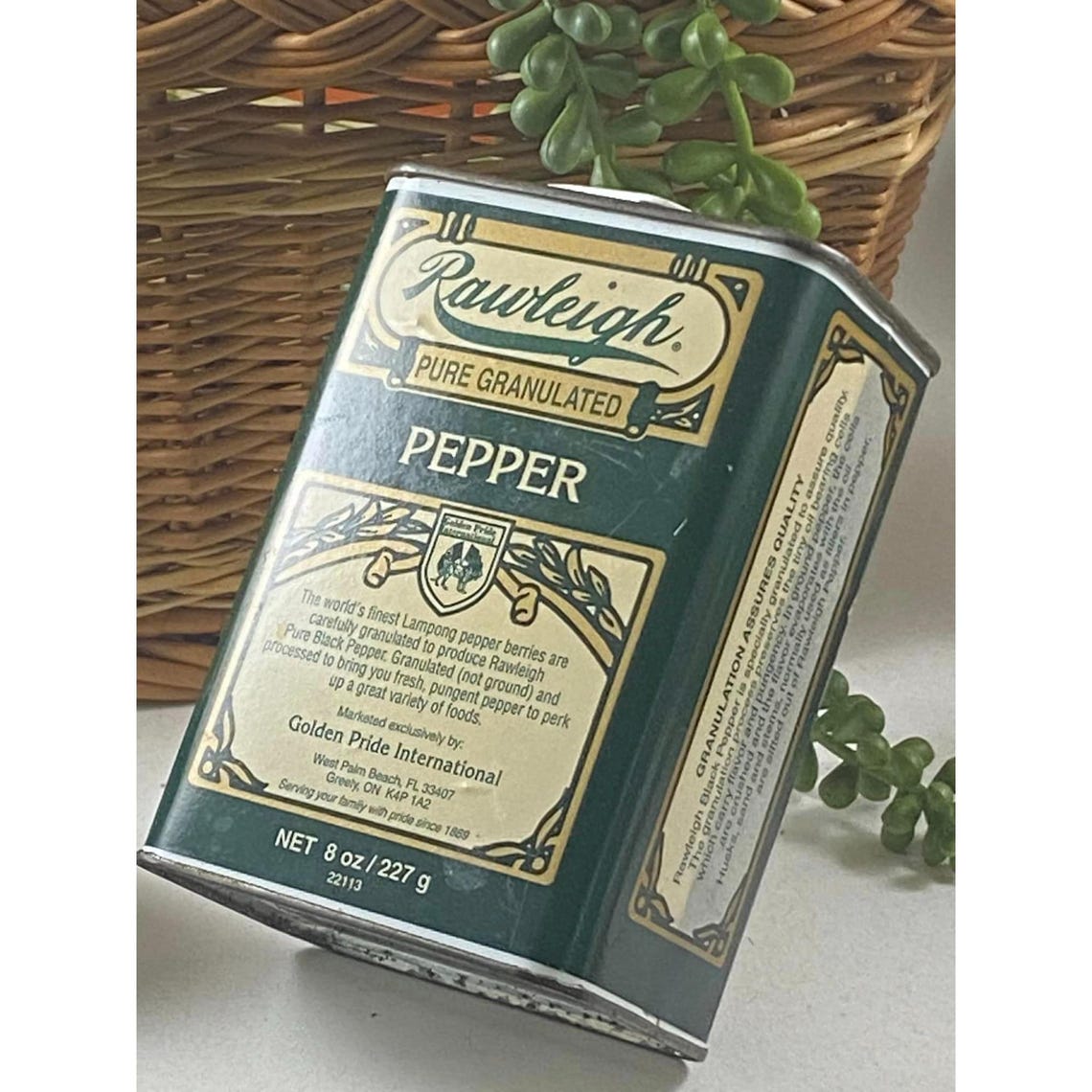Vintage French Green Rawleigh Pure Granulated Pepper 8 Oz Tin Can ...