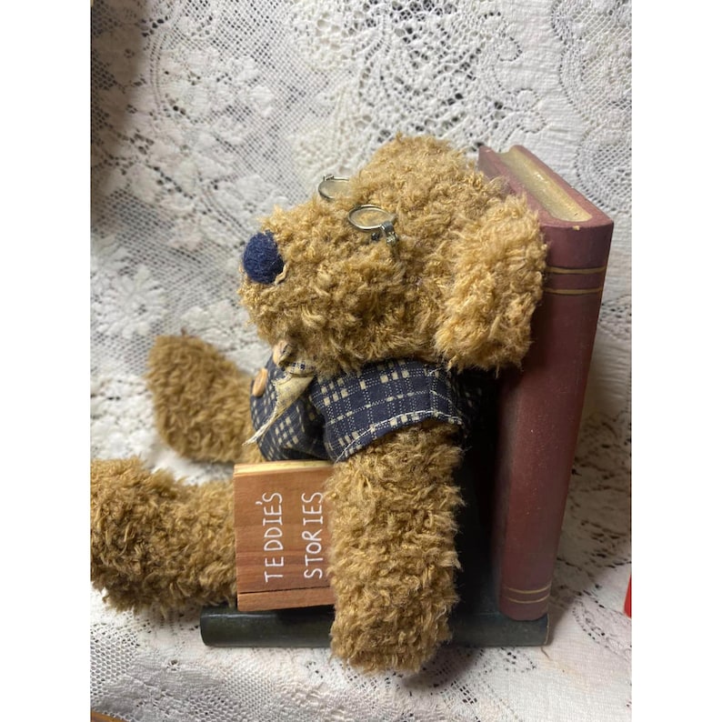 Vintage Boyd's Teddy Bear Bookends Set Plaid Outfits Sitting on Books ...