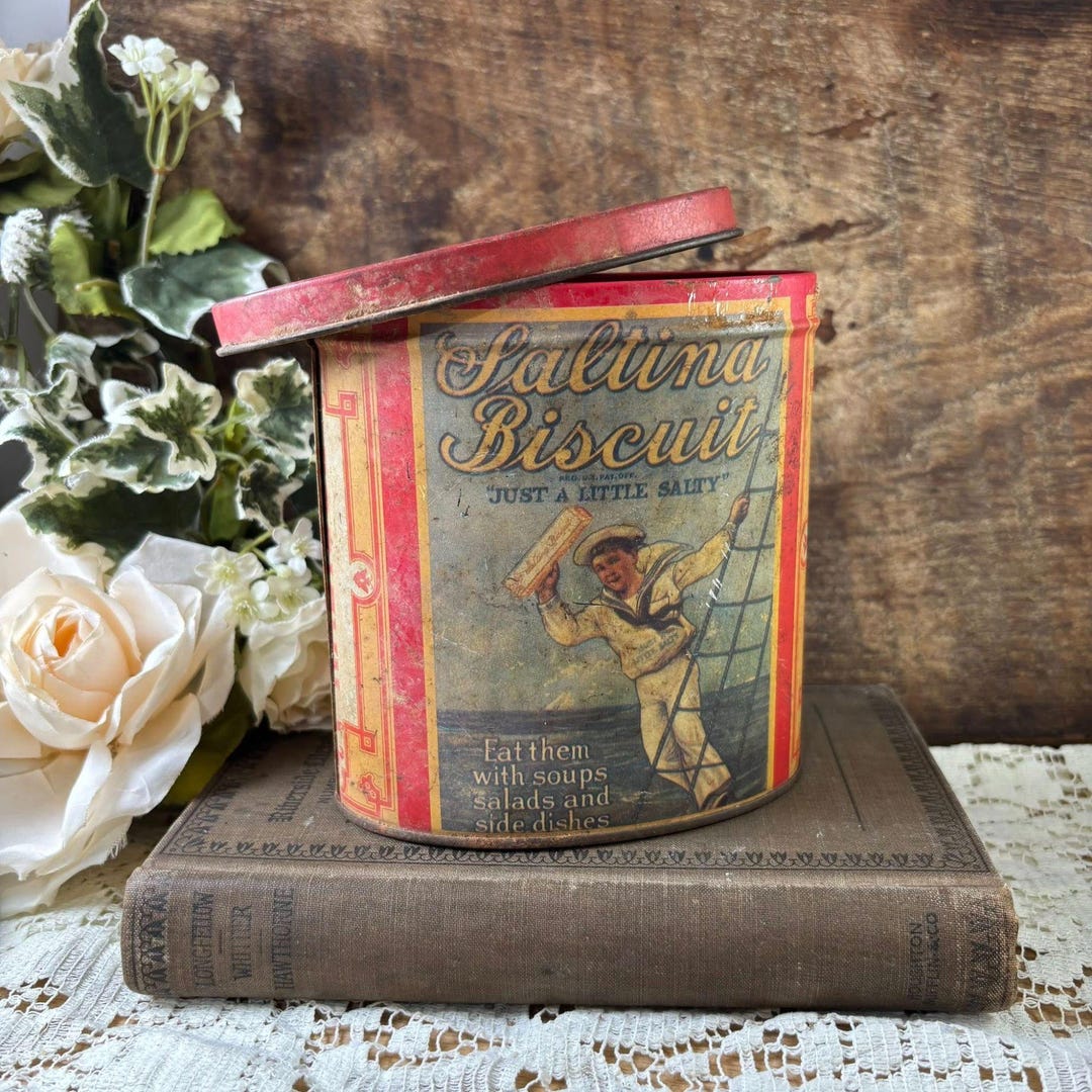 Vintage Nabisco Saltina Biscuit Tin Canister With Interseal Logo - Etsy
