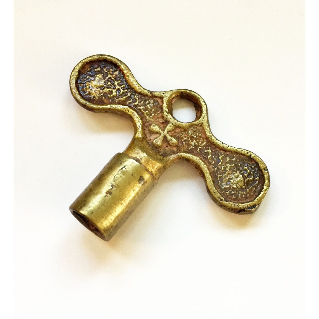 Antique Brass Clock Key With Cross Steampunk - Etsy