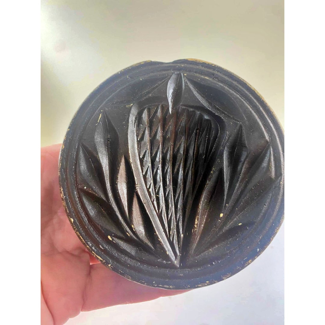 Antique Thistle Butter Print Press Mold Stylized Hand Carved Primitive ...