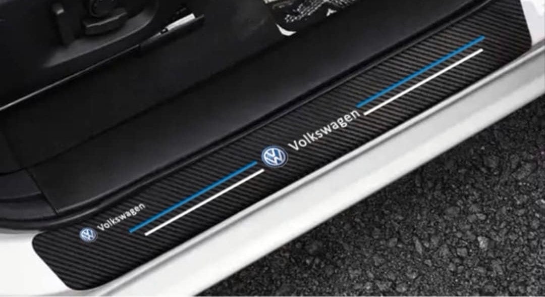 New 4 Volkswagen Carbon Fiber Door Sill Protector VW Golf Passat ID4 ...