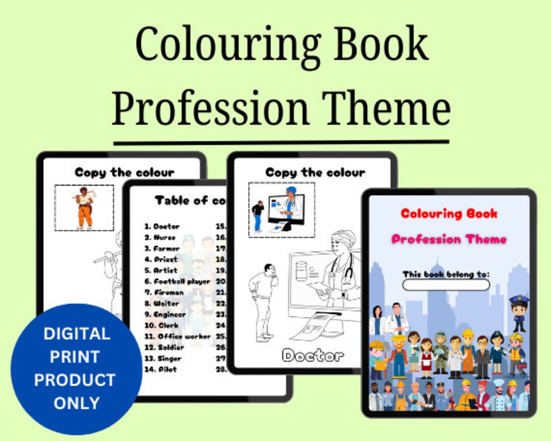 Colouring Book Profession Theme Colouring Printable Busy Book - Etsy