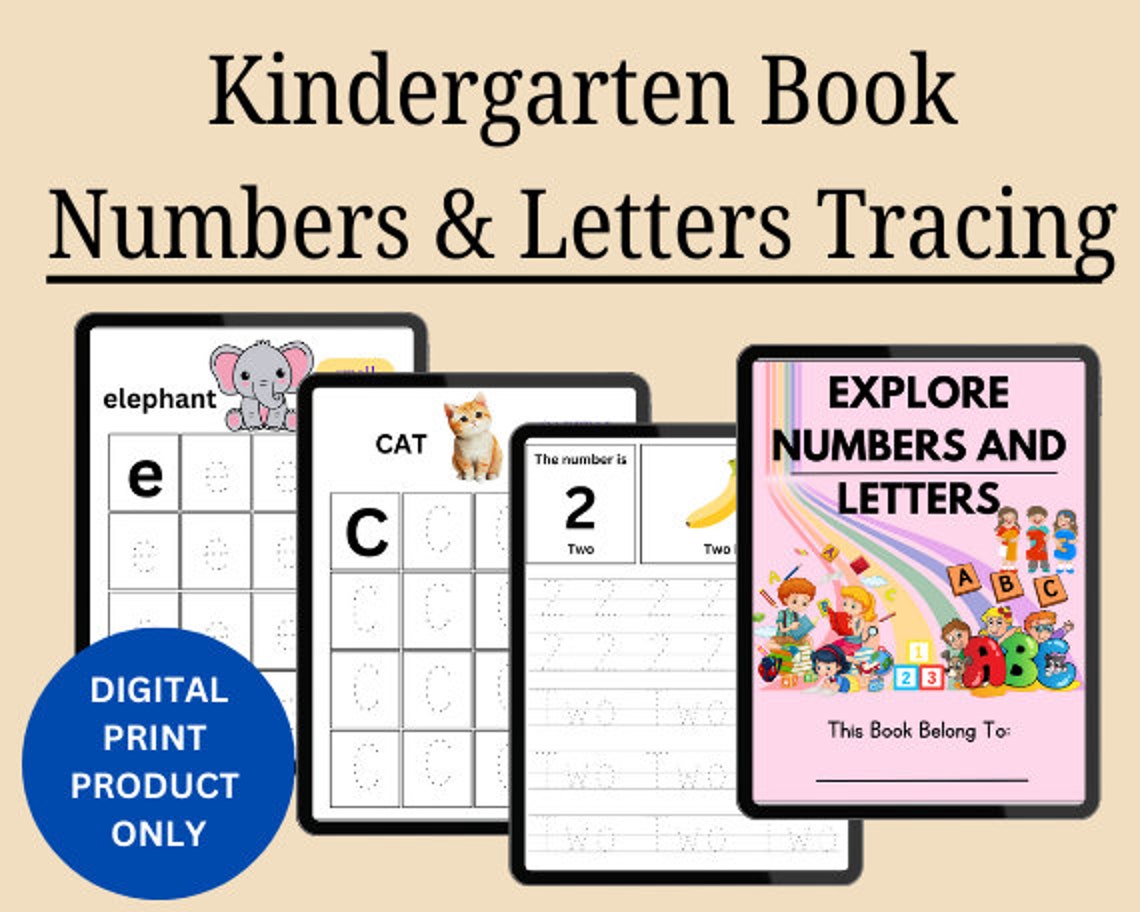Kindergarten Letters and Numbers Tracing Sheet 123 & ABC and Abc ...