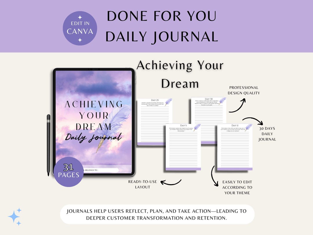 30-day Guided Journal: Goal Setting & Self-reflection (printable Canva ...