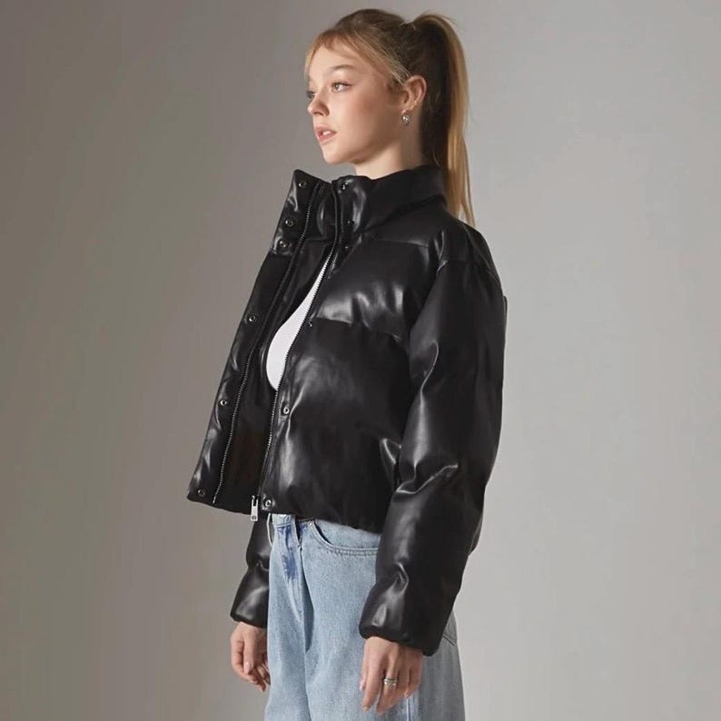 Endless Rose Cropped Puffer Jacket Black XS - Etsy